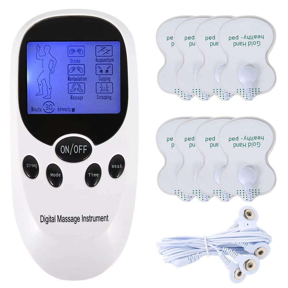 Tens Unit with 8 Electrode Pads - Massager Pulse Muscle Stimulator Dua ...