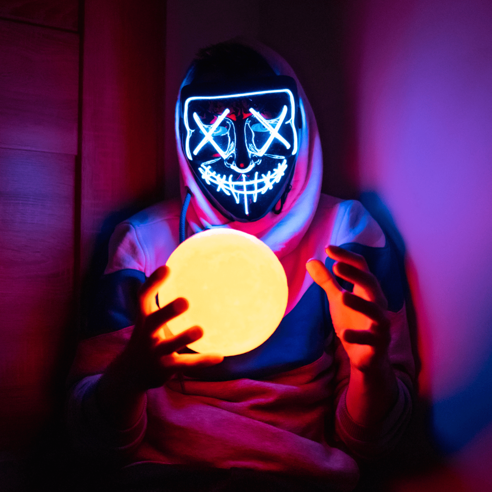 2-Pack Halloween LED Masks – Scary Light Up Face Masks with 3 Lighting ...