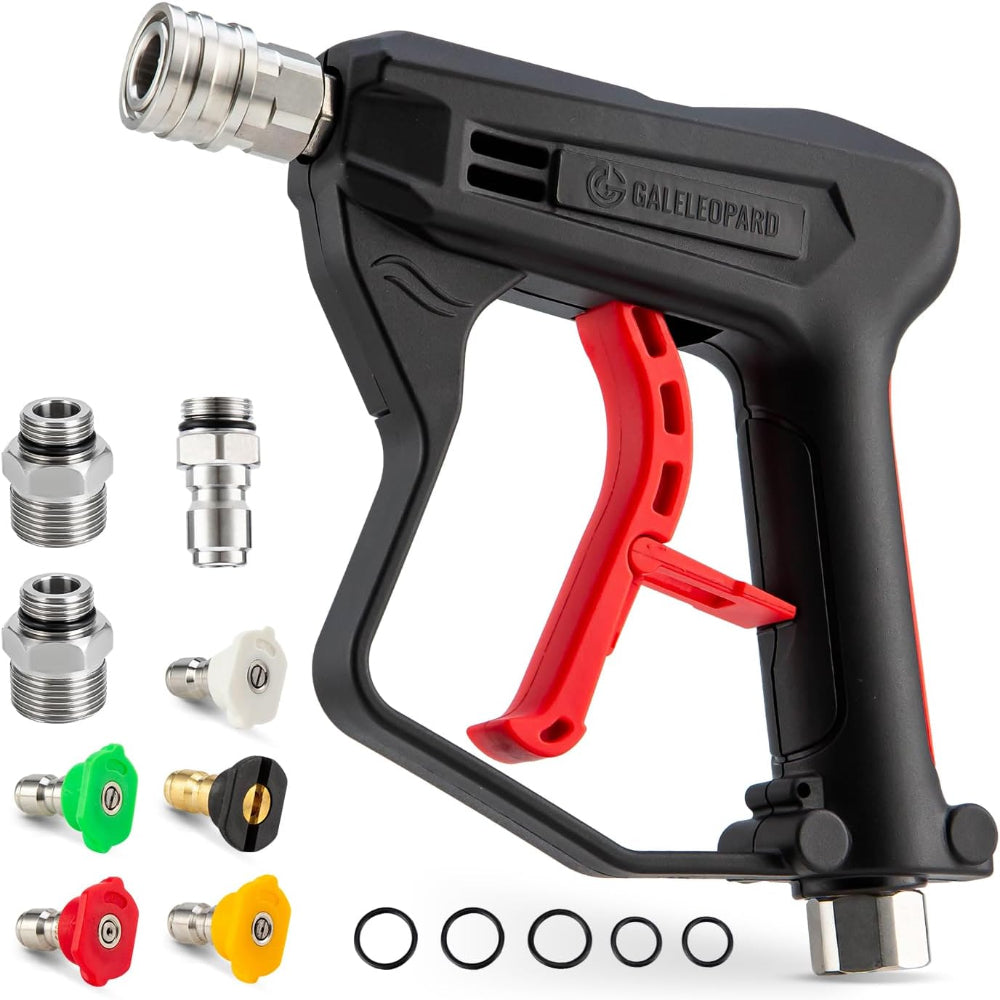 High Pressure Washer Gun – 4350 PSI Short Spray Gun with 5 Nozzles & Q ...