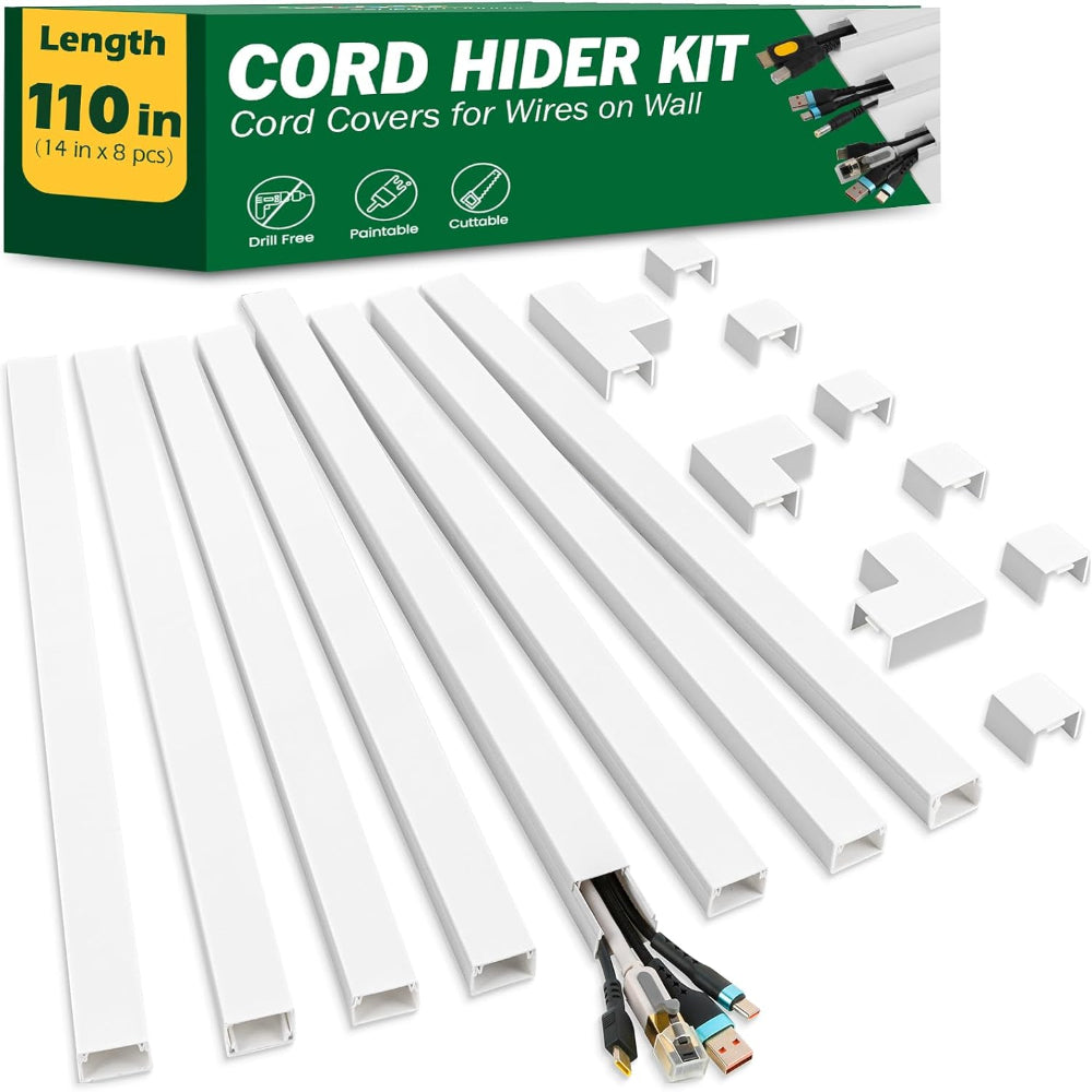Cord Cover Kit – Wall Wire Concealment, Self-Adhesive No-Drill – Paint ...