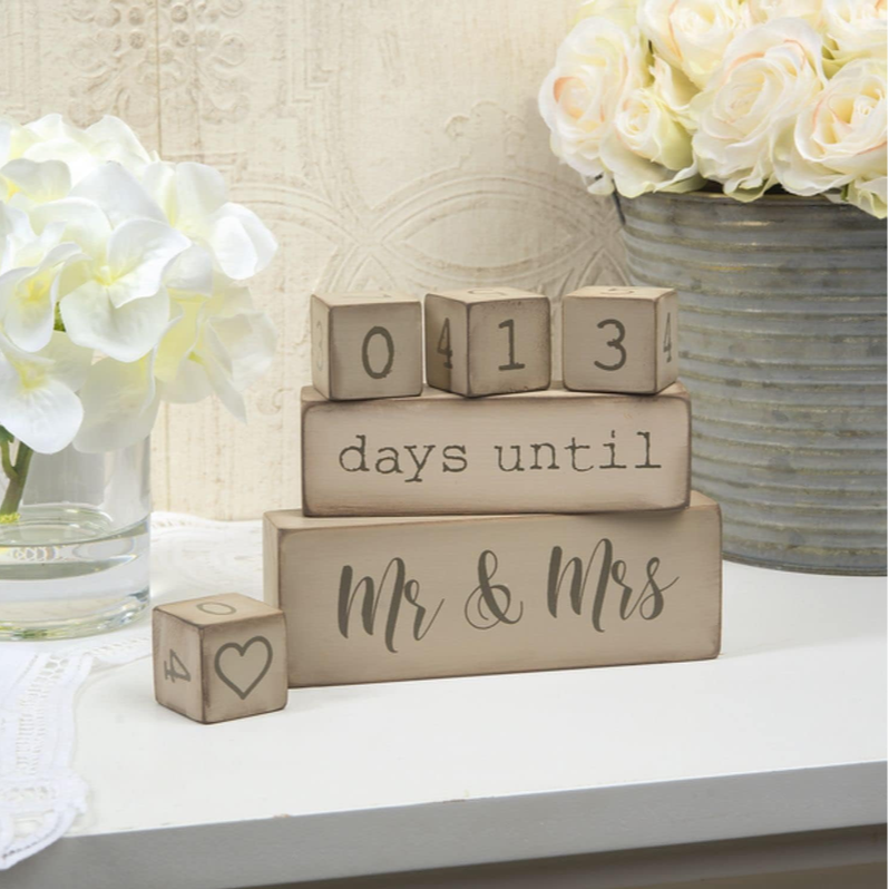 6 Piece Wooden Block Wedding Day Countdown Calendar – Overhalfsale.com