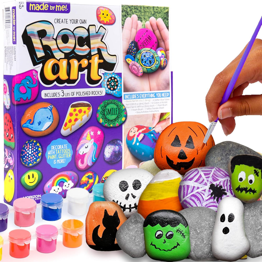 Rock Painting Art Kit for Kids – 3 Lbs of Rocks & 12 Paints, Fun Arts ...