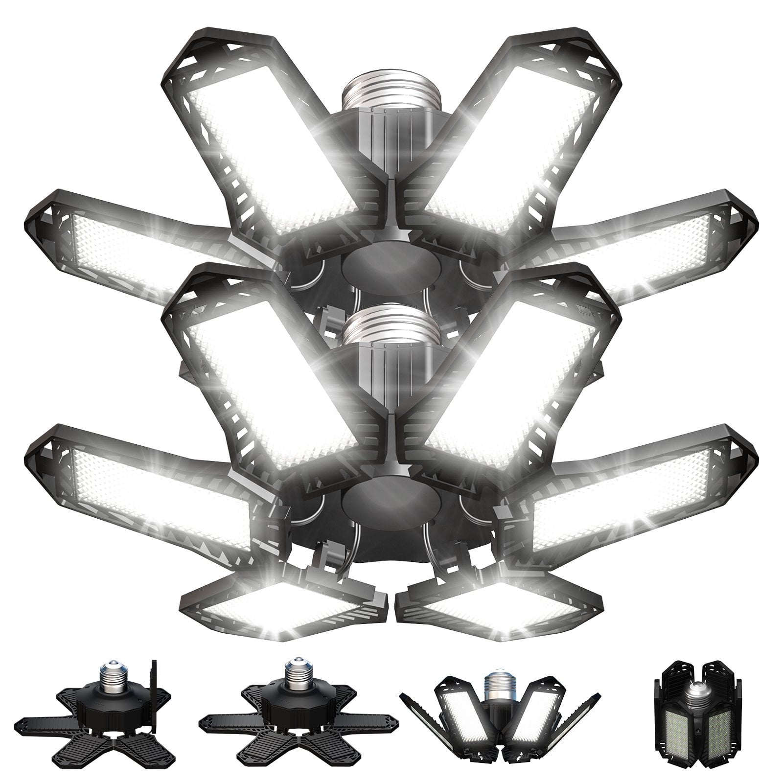 2 Pack LED Garage Lights -6500K 2200LM, E26/E27 Garage Ceiling Shop Li ...