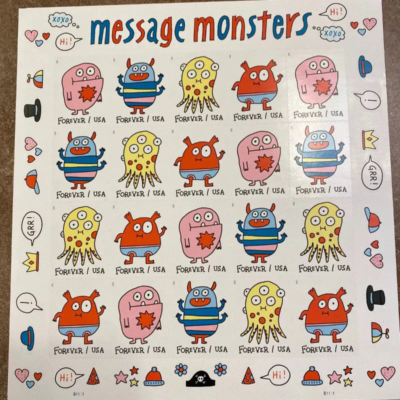 USPS Message Monsters First-Class Mail Forever Postage Stamps - 1 Shee ...