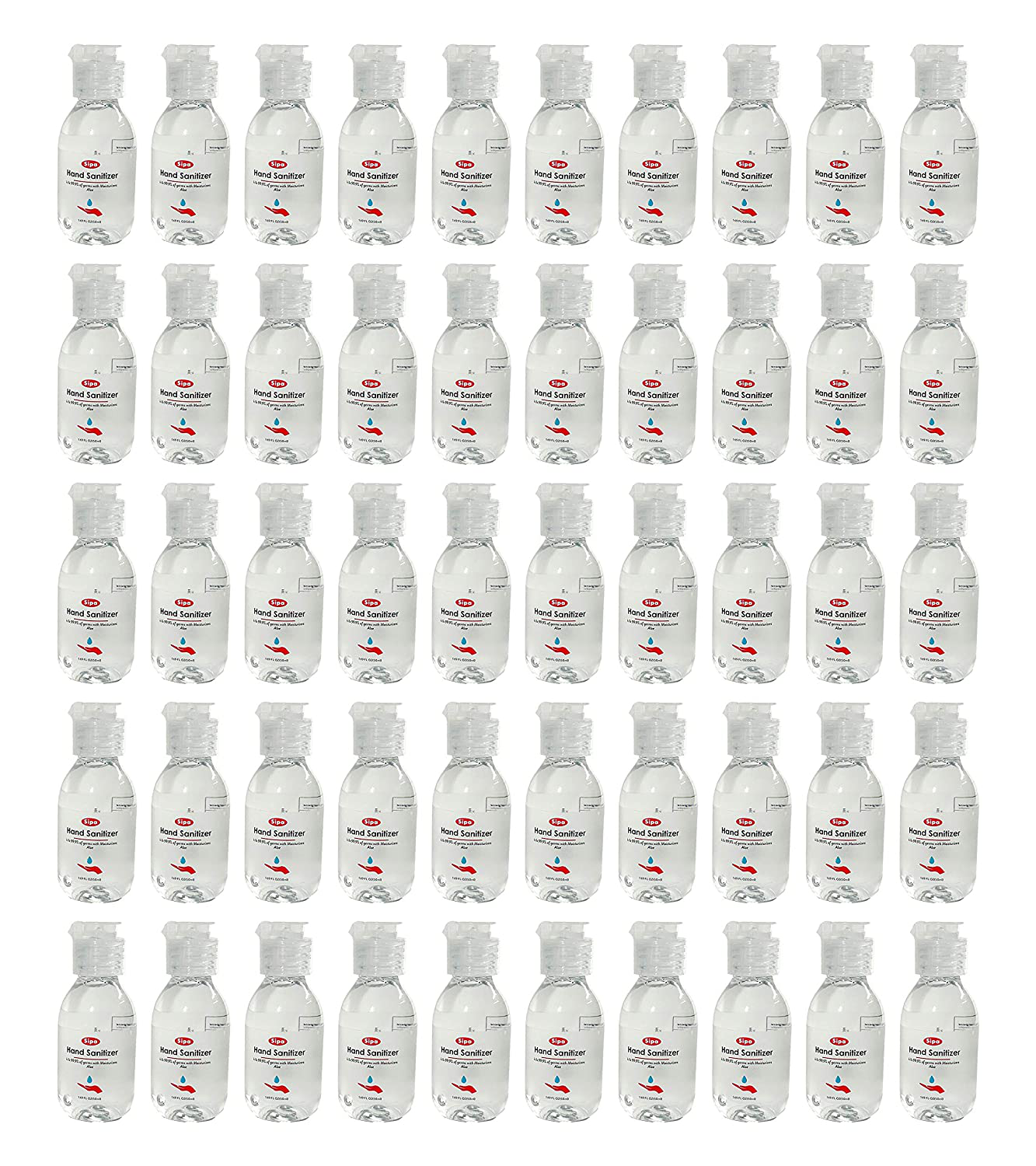 Sipa Bulk Hand Sanitizer Travel Size Bundle 1.69 oz (Pack of 50) 75% E ...