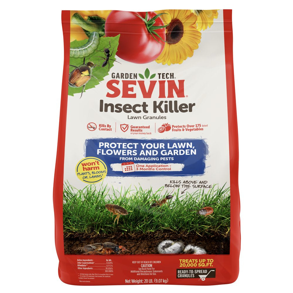 Sevin Insect Killer Outdoor Lawn Granules, 20 Lb. - Treats up to 20,00 ...